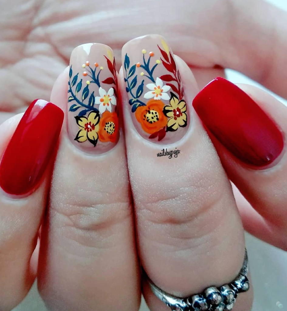 30 Fall Floral Nails That Are So Pretty! - thecanadianguy.com