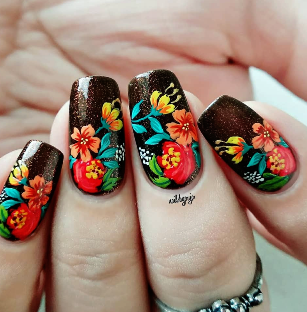 30 Fall Floral Nails That Are So Pretty! - thecanadianguy.com